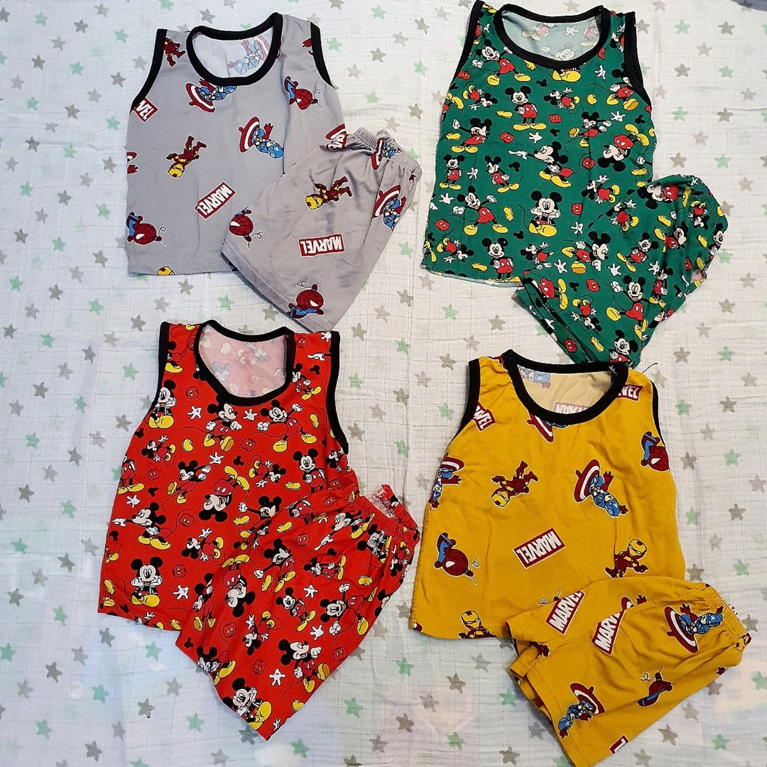 PRE-LOVED Terno Set Pangbahay Pambahay Sando Shorts for Kids Boys ...