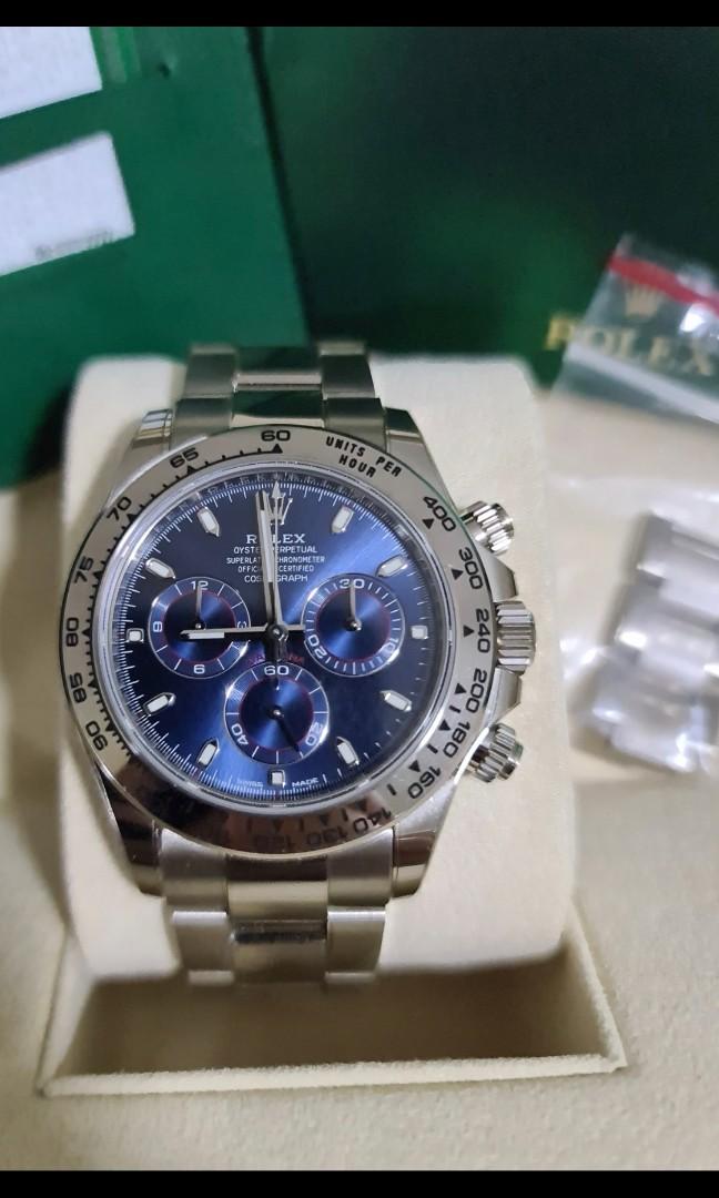 Rolex Daytona White Gold Racing Blue Dial 116509, Luxury, Watches on ...