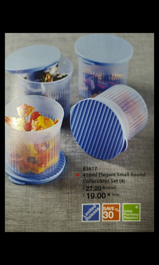 Tupperware Elegant Small Round Collectible Set (4), Furniture & Home ...