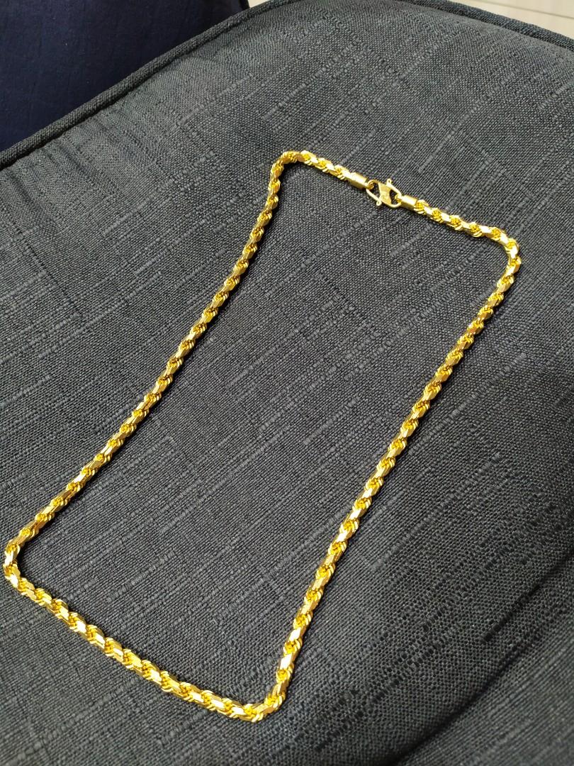 22k Gold Rope Chain 916 Gold Necklace, Luxury, Accessories on Carousell