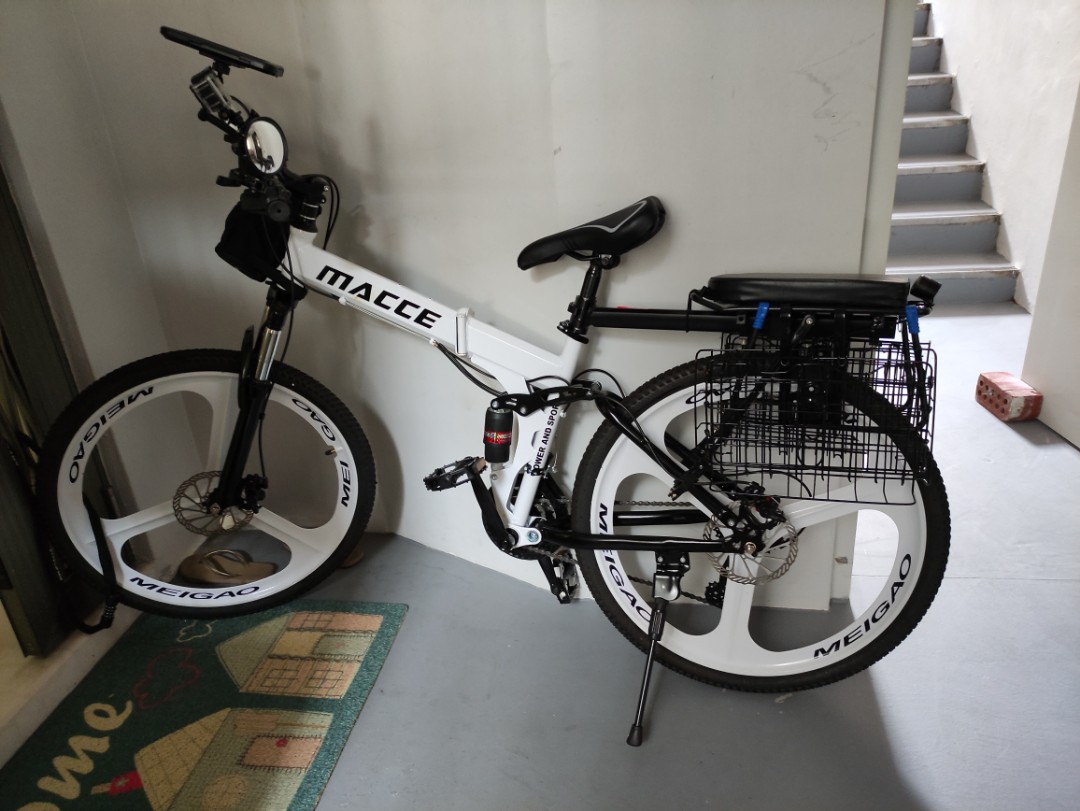 Bicycle MACCE White Foldable Mountain Bike, Sports Equipment, Bicycles ...