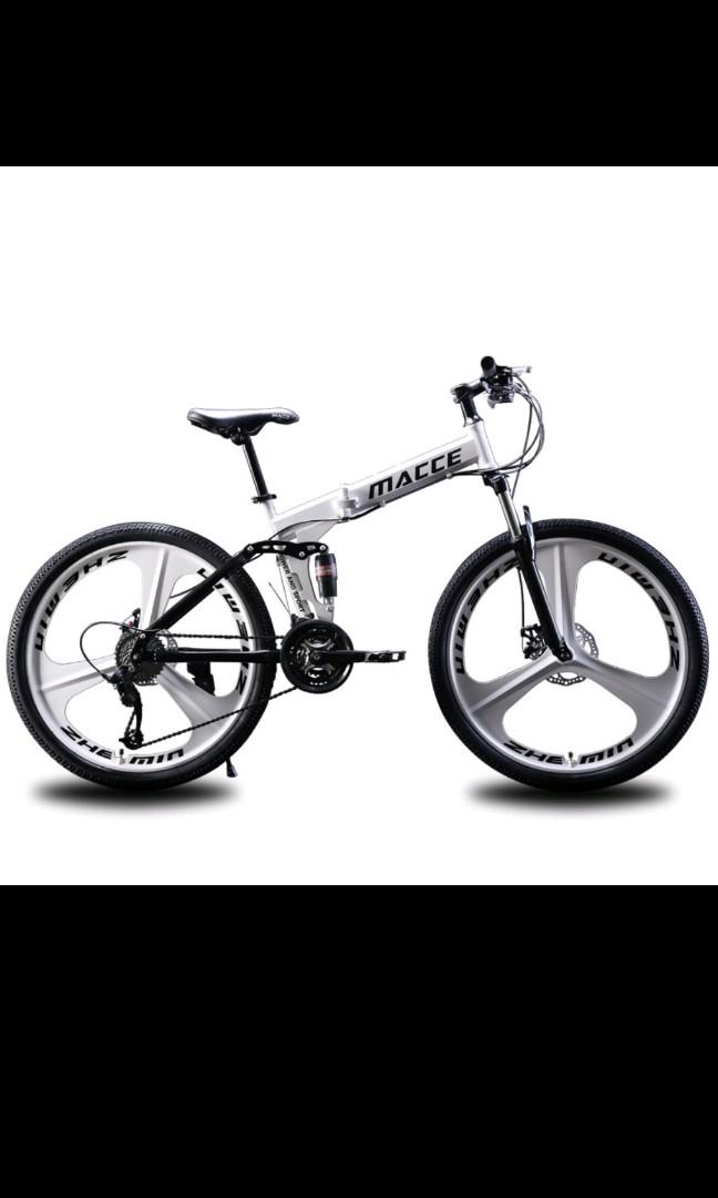 Bicycle MACCE White Foldable Mountain Bike, Sports Equipment, Bicycles ...