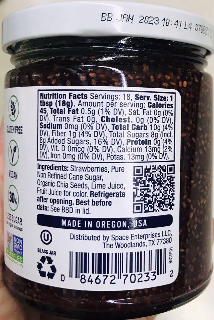 Chia Strawberry Fruit Spread 320g World of Chia, Food & Drinks ...
