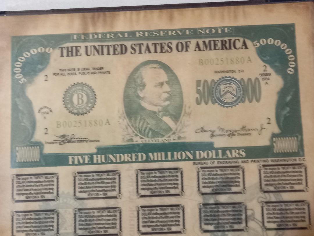 Feseral reserve note us 500,000,000, Hobbies & Toys, Memorabilia ...