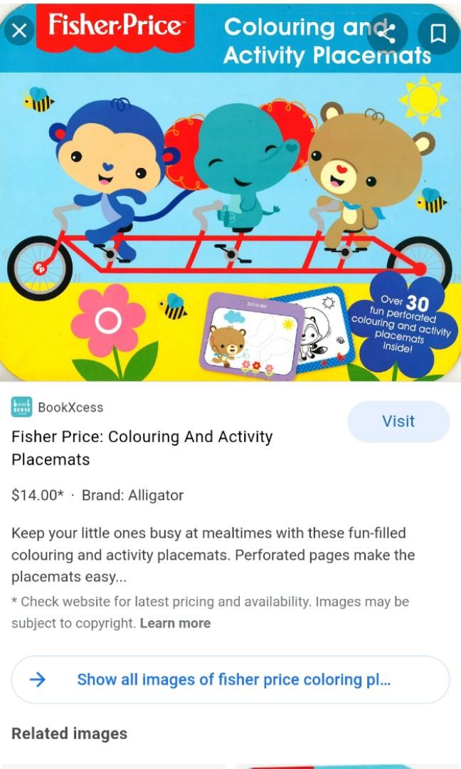Fisher price coloring and activity placemats, Hobbies & Toys, Toys ...