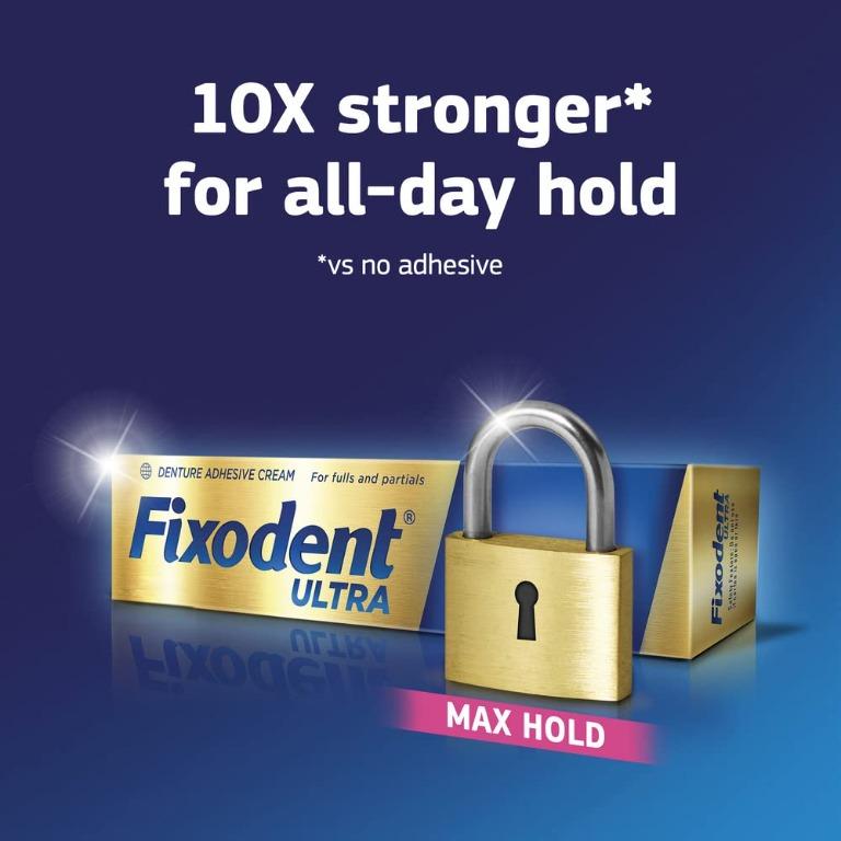Fixodent Ultra Max Hold Denture Adhesive Cream 2.2 oz, Beauty ...