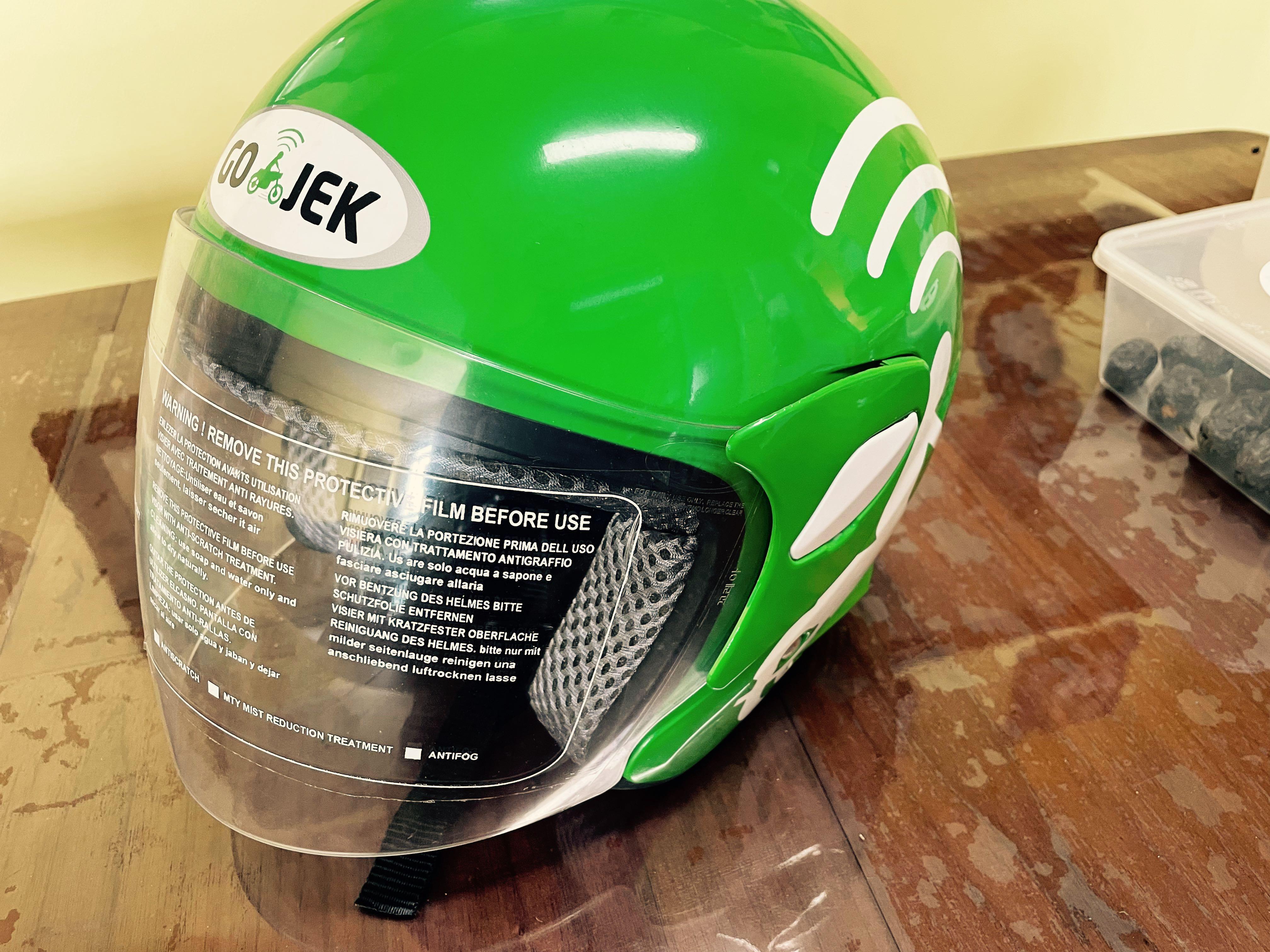 Gojek Helmet and Jacket., Motorcycles, Motorcycle Apparel on Carousell
