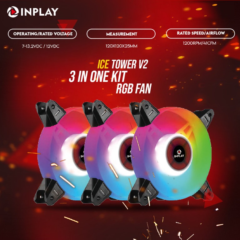 Inplay Ice Tower RGB Fan 3 in One Kit, Computers & Tech, Parts ...
