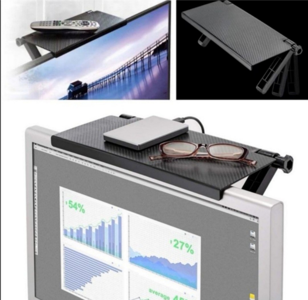 INSTOCK Minimalist basic Black shelf / tap top storage behind TV ...