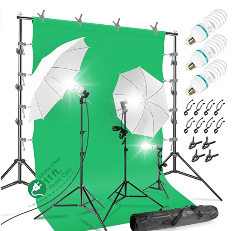 LIMOSTUDIO Kit complete with backdrop stand, screen, and umbrella ...