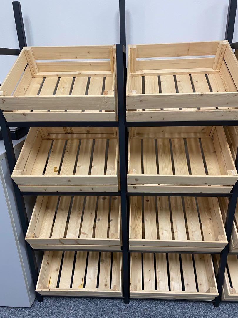 Metal rack with wooden boxes, Furniture & Home Living, Furniture ...