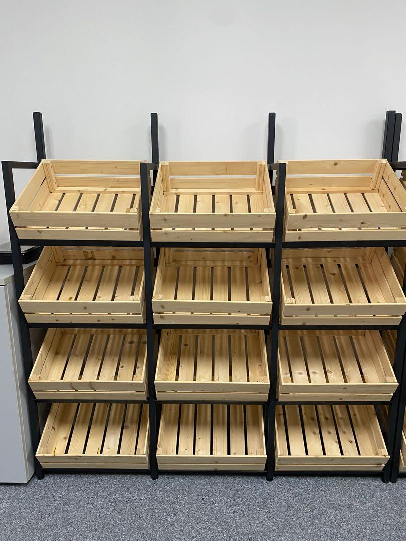 Metal rack with wooden boxes, Furniture & Home Living, Furniture ...