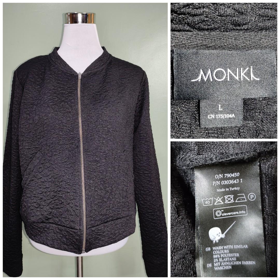 Monki Oversized Textured Bomber Jacket (Black), Women's Fashion, Coats ...
