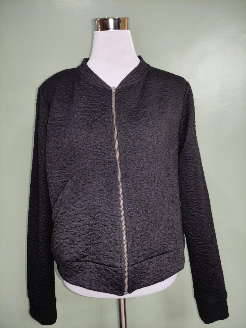 Monki Oversized Textured Bomber Jacket (Black), Women's Fashion, Coats ...