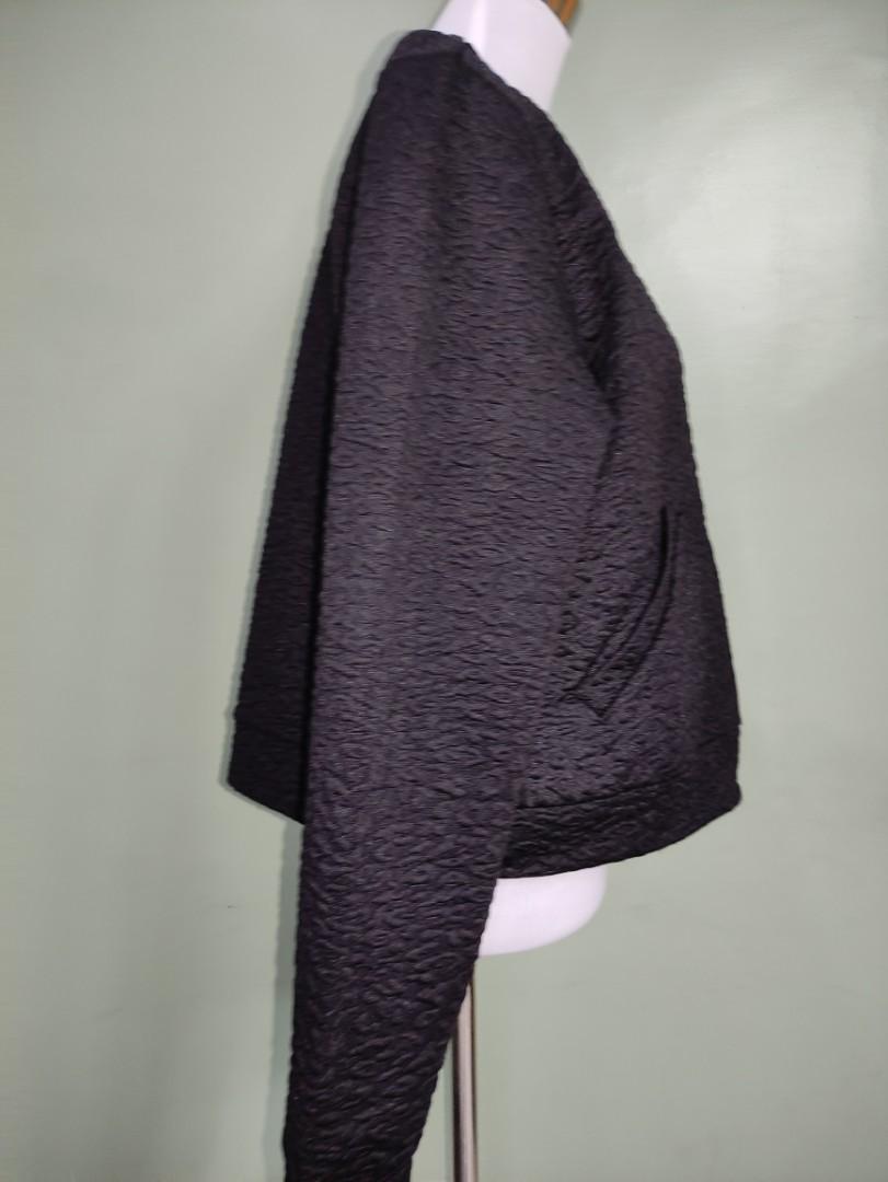 Monki Oversized Textured Bomber Jacket (Black), Women's Fashion, Coats ...