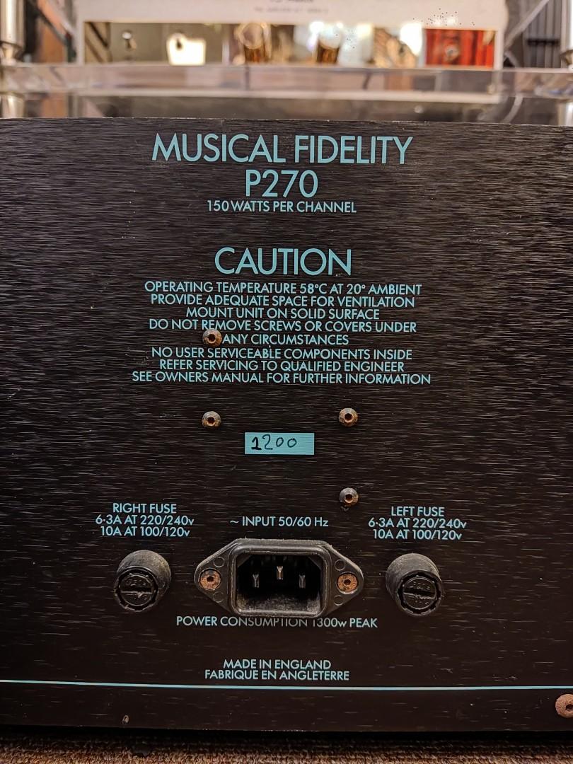 Musical Fidelity P270 dual mono power amplifier, Audio, Other Audio ...