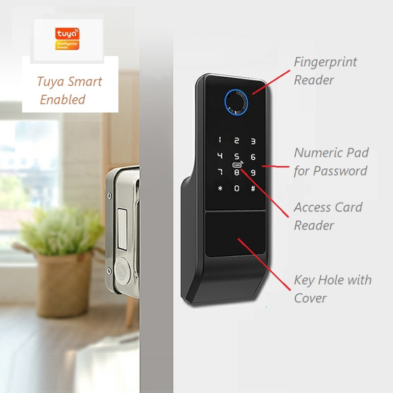Digital Rim Lock for old HDB door (TUYA), Furniture & Home Living ...