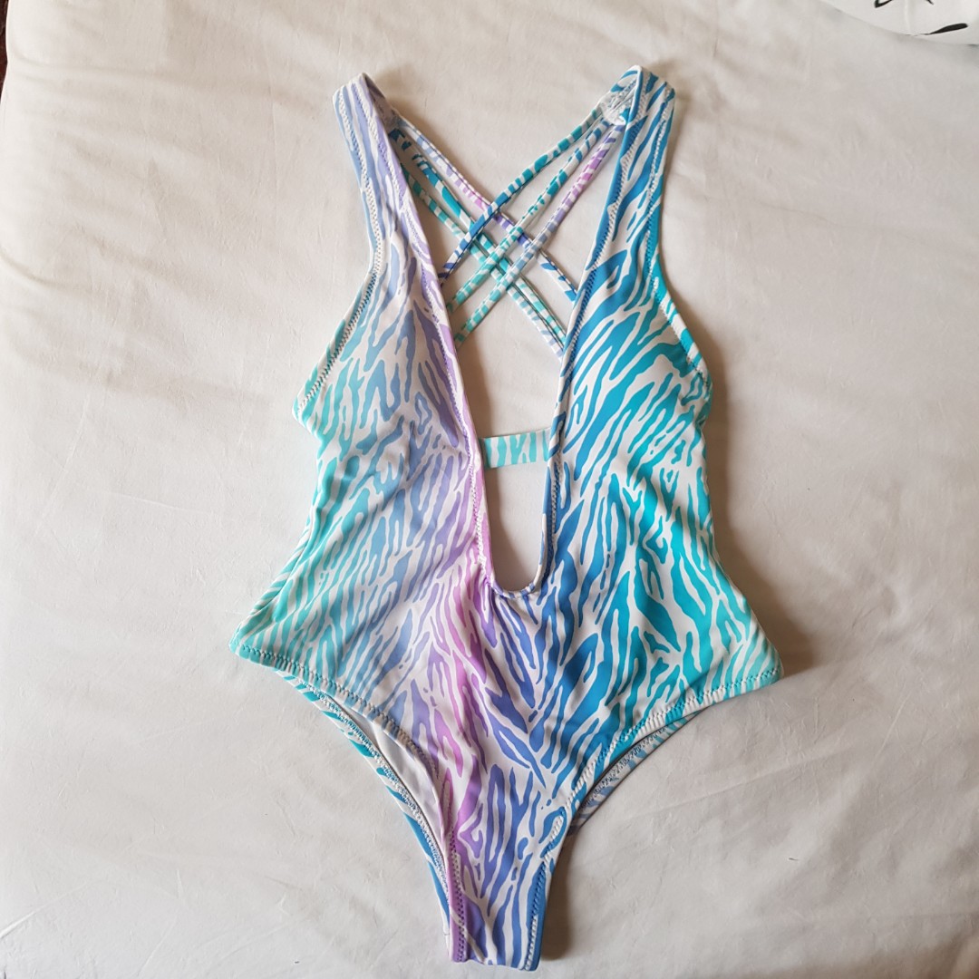 Wear Sundae Blueberry Floss Crossback One Piece Swimsuit Bikini Rainbow ...