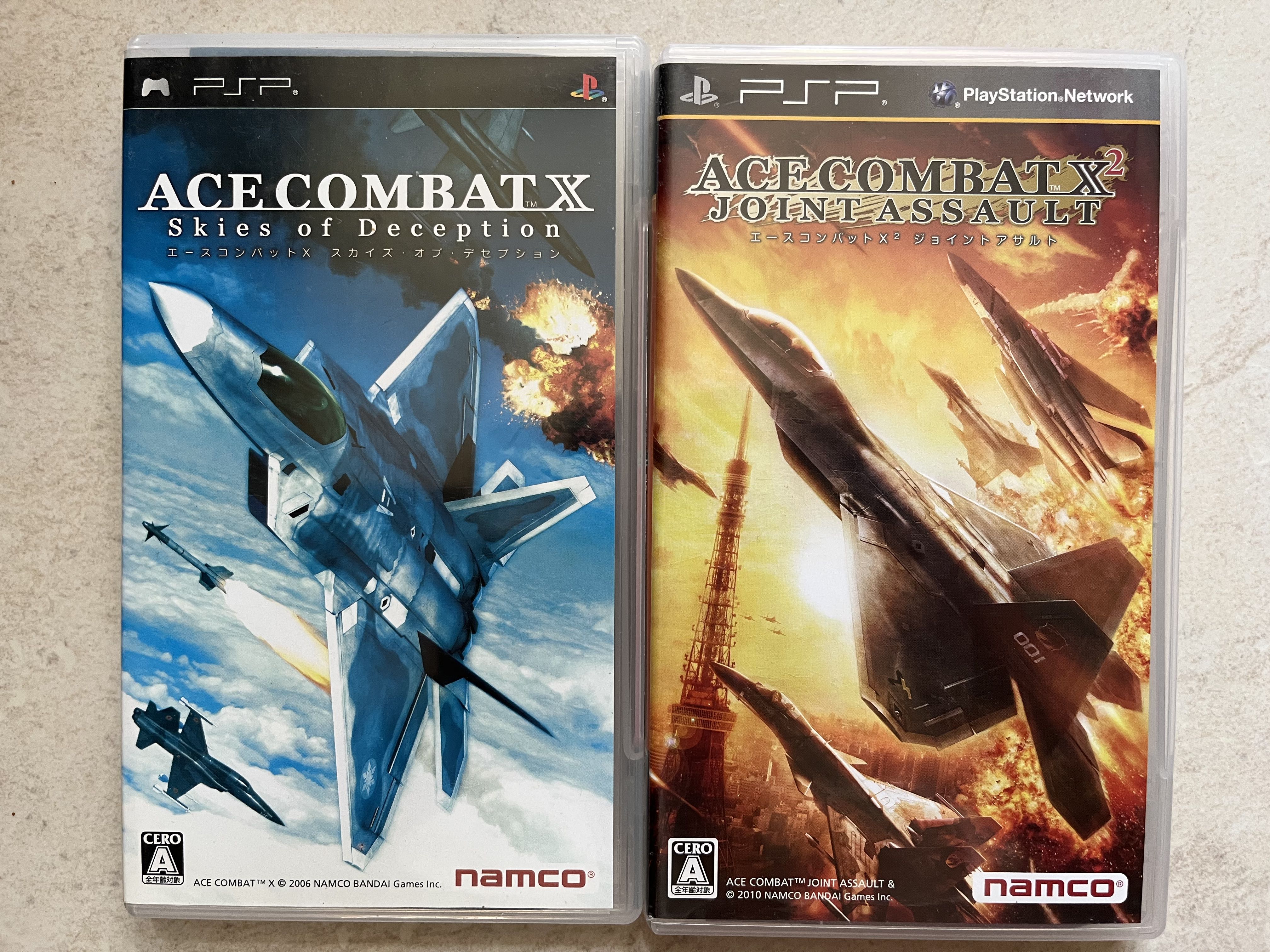 日版 PSP ACE COMBAT X SKIES OF DECEPTION X2 JOINT ASSAULT 模擬戰鬥機飛機射擊一套兩集 ...