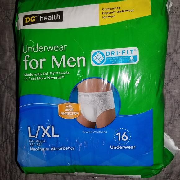 DG Health Underwear Max Absorbency Men L/XL, 16 Ct, Men's Fashion ...