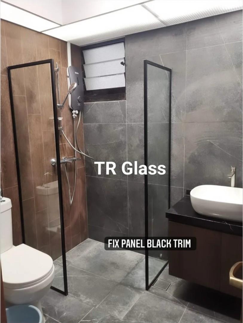 Frameless Shower Screen Fix Panel Text 83114292, Furniture & Home ...