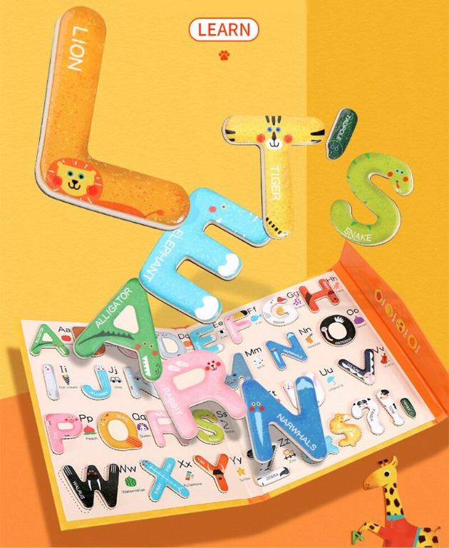 Magnetic Animals Alphabets with Board Colourful Letters Toys Magnet ...