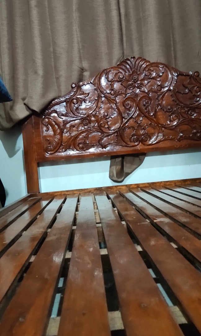 Solid Narra Bed Frame (Queen size), Furniture & Home Living, Furniture ...