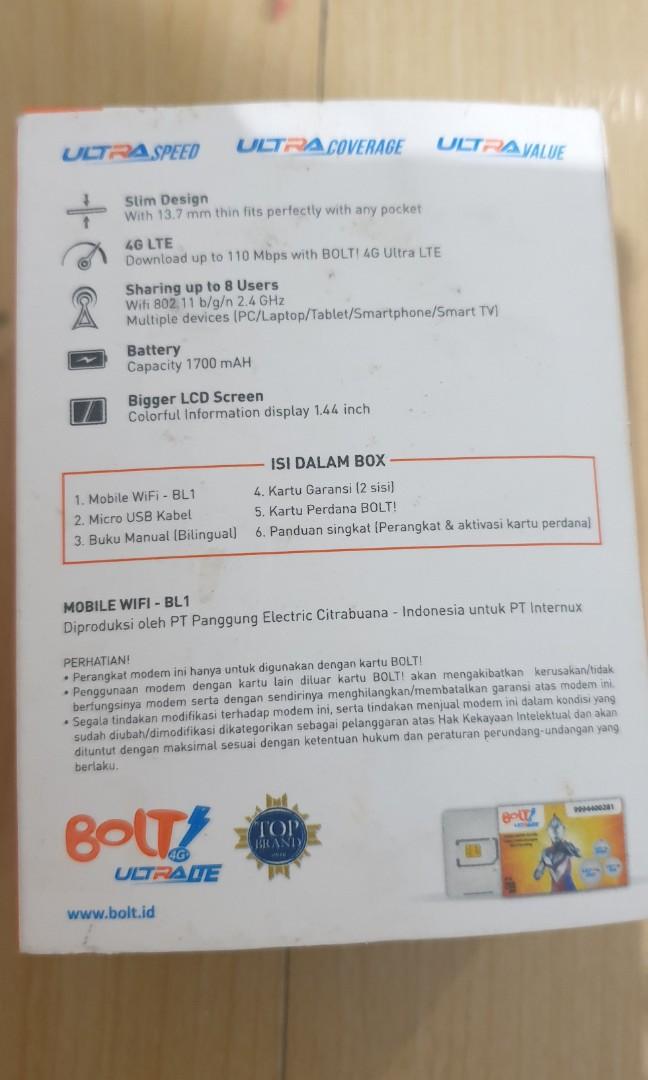 preloved BOLT mobile wifi modem 4G LTE Aquila slim (MASI LOCK ...