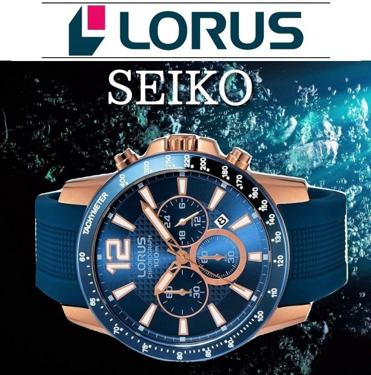 【SEIKO LORUS 】LORUS 100m 防水計時碼表 鮮豔藍寶石藍, 名牌, 手錶 - Carousell