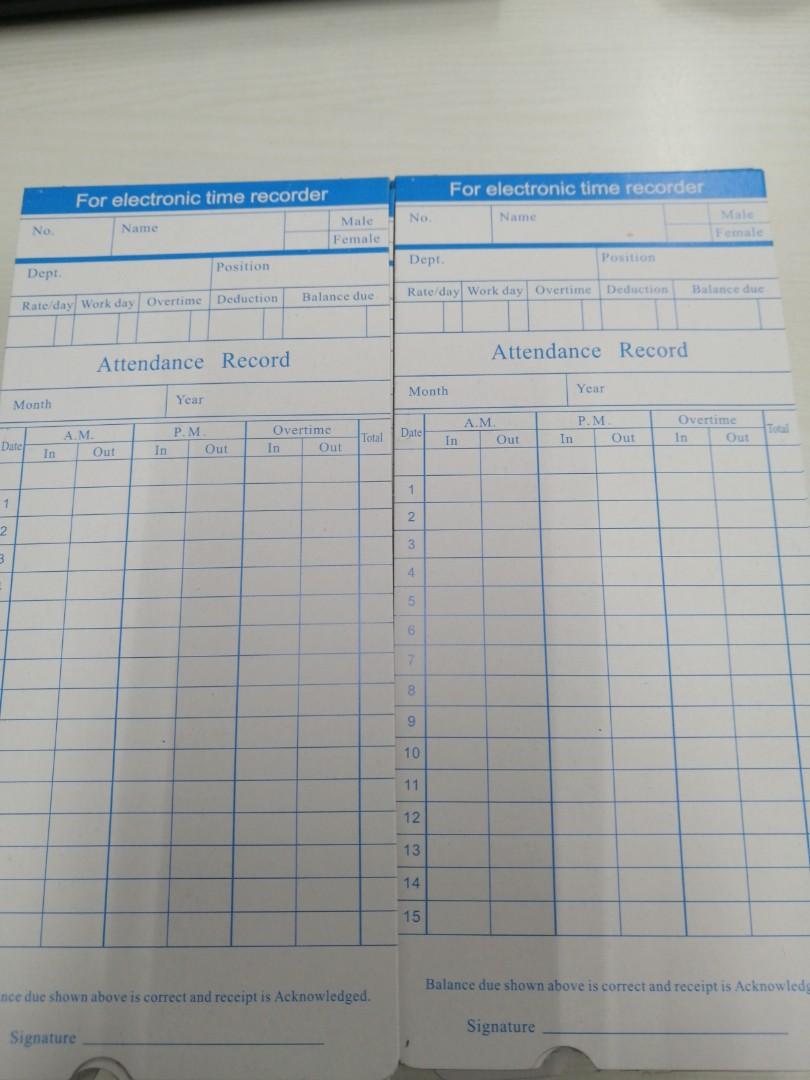 Time Card Punch Card, Hobbies & Toys, Stationery & Craft, Craft ...