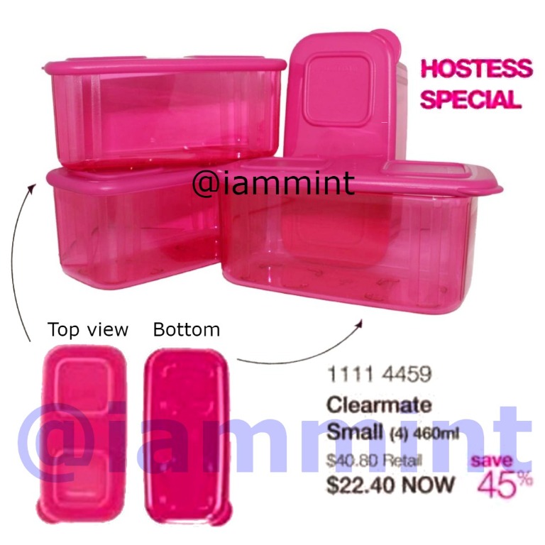 Tupperware 460 ml Clear Mate Small Rectangle Containers Set of 4 ...