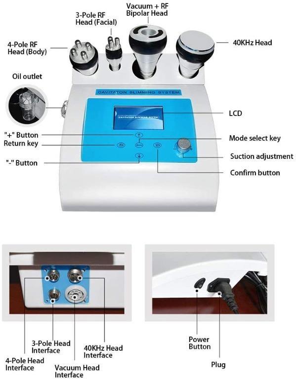 Ultrasonic Cavitation Device, 4 in 1 High Frequency Beauty Device 40K ...