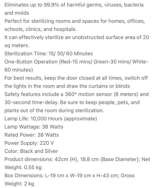 UV CARE Deluxe Germ Terminator, Beauty & Personal Care, Sanitizers ...