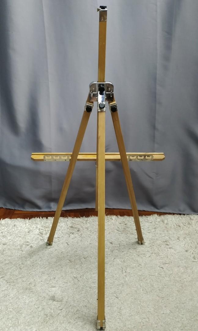 Vintage Portable Folding Wood Easel, Standing Height Painting Easel ...