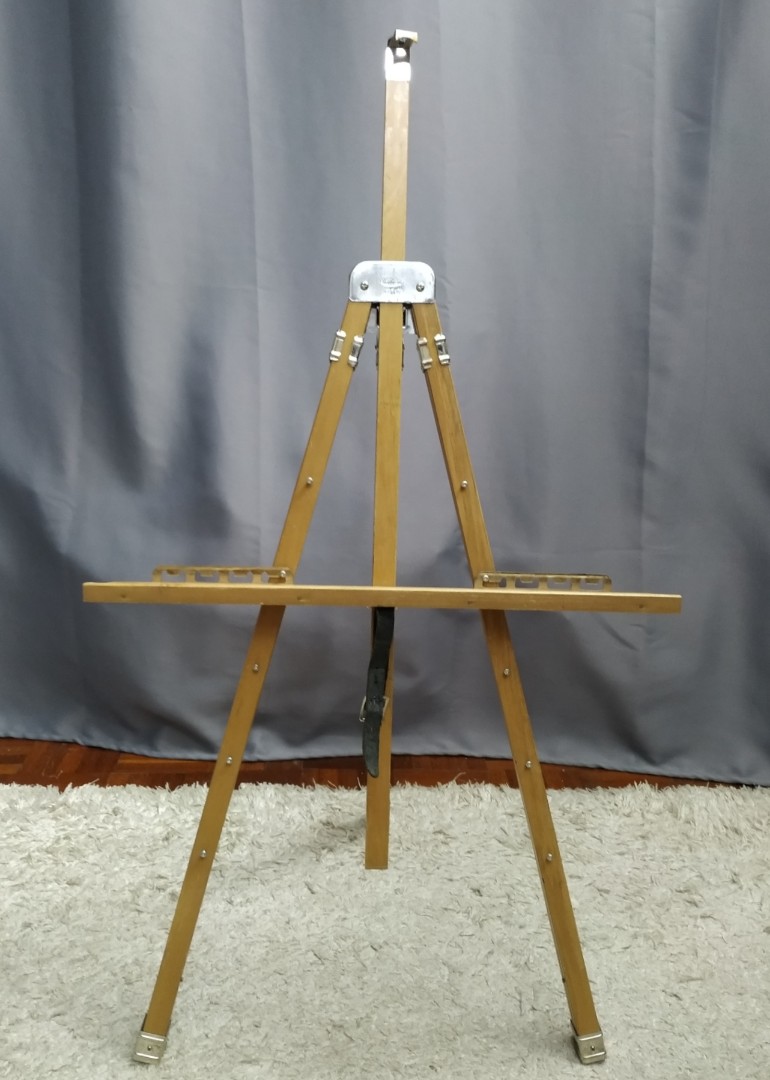Vintage Portable Folding Wood Easel, Standing Height Painting Easel ...