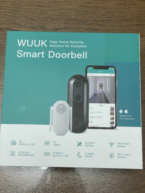 WUUK 智能保安門鐘 視頻門鈴 Smart Security Doorbell Video Camera, 傢俬＆家居, 保安及門鎖 ...
