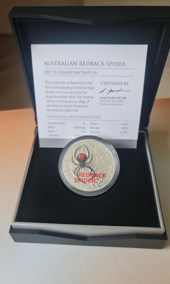 2021 1oz Australia's Most Dangerous - Redback Spider 999 Silver Coloured Proof Coin, Hobbies ...