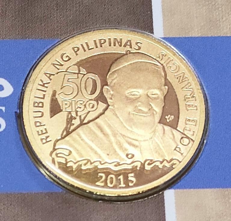 50 Piso Pope Francis Visit Commemorative Coin in Blister Pack, Hobbies ...