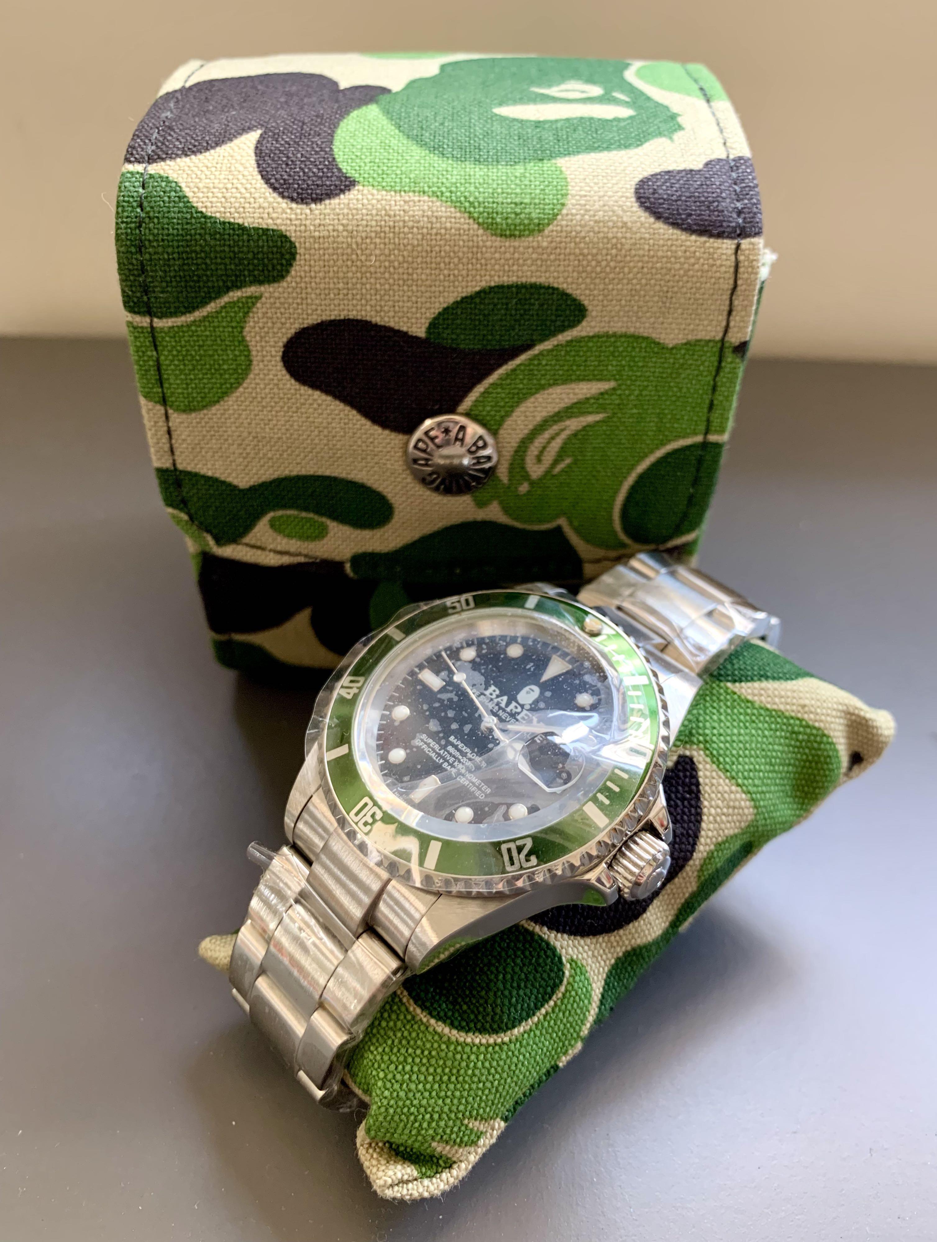 元祖絕版激罕全新Bapex Submariner Explorer Type 1 綠水鬼綠圈 Rolex致敬款 Green Sub仔潛水錶猿人 ...