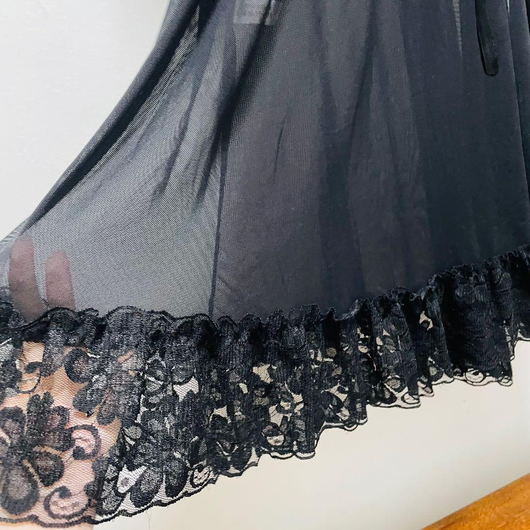 Brand New Black Soft Mesh Sheer night gown Translucent Lace Detailed ...