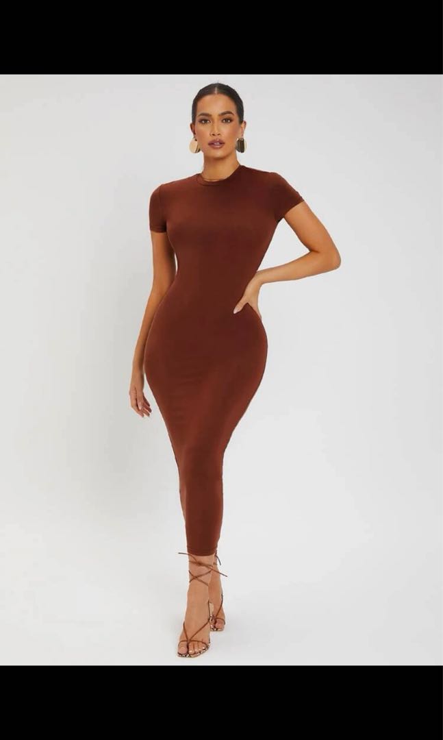 Brown bodycon dress, Women's Fashion, Dresses & Sets, Dresses on Carousell