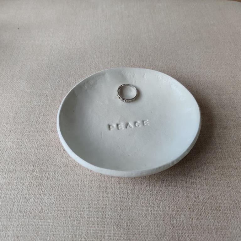 Custom names: Handcrafted clay Jewelry trinket dish (made to order ...