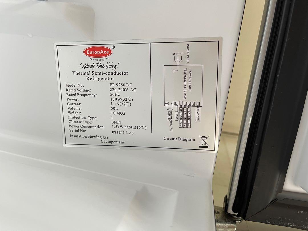 EuropAce 50L Mini Bar Fridge ER9250, TV & Home Appliances, Kitchen ...