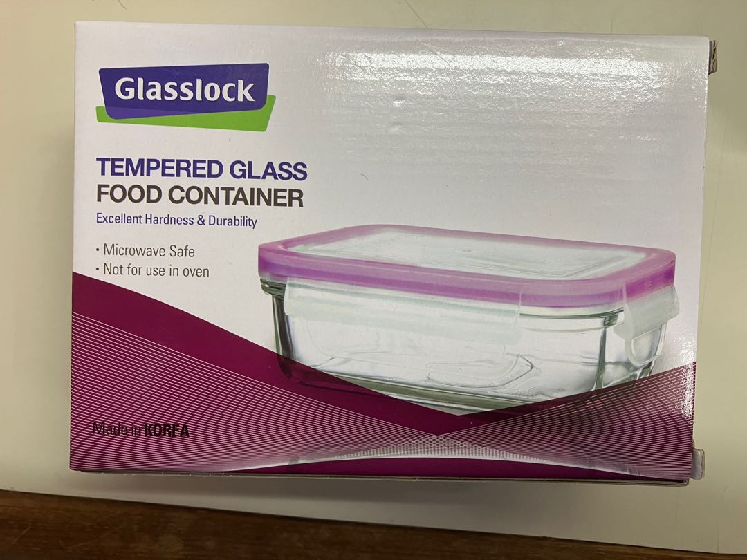 Glasslock 長形玻璃食物盒 tempered glass rectangular food container 710ml, 傢俬 ...