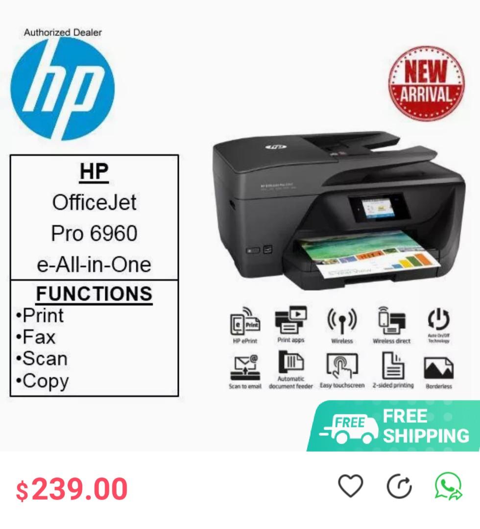 HP OfficeJet Pro 6960 (Print, Fax, Scan, Copy, wireless printing) All in One Printer, Computers ...