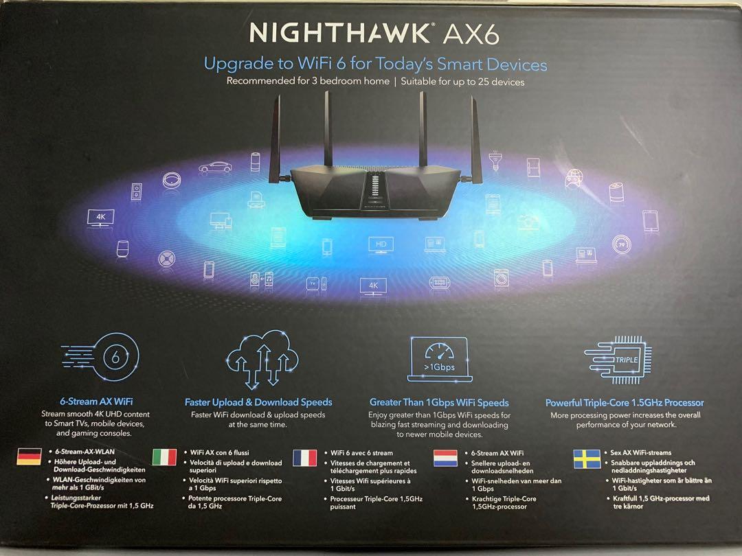 Netgear Nighthawk WiFi6 RAX50 AX5400 雙頻 智能無線路由器 router, 電腦＆科技, 電腦周邊及配件 ...