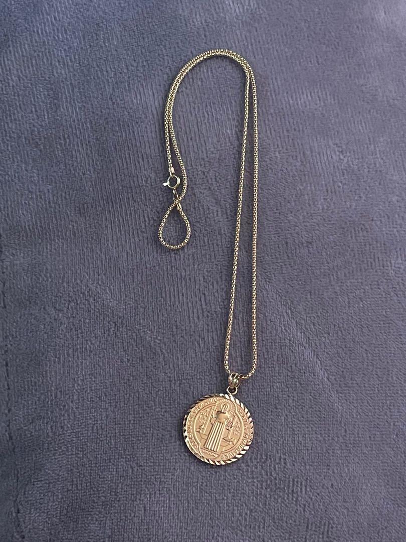 Padre Pio 18karat Gold Pendant with Popcorn style Necklace Chain Real ...