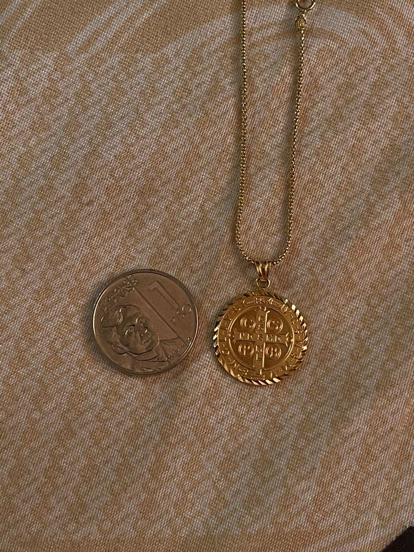 Padre Pio 18karat Gold Pendant with Popcorn style Necklace Chain Real ...