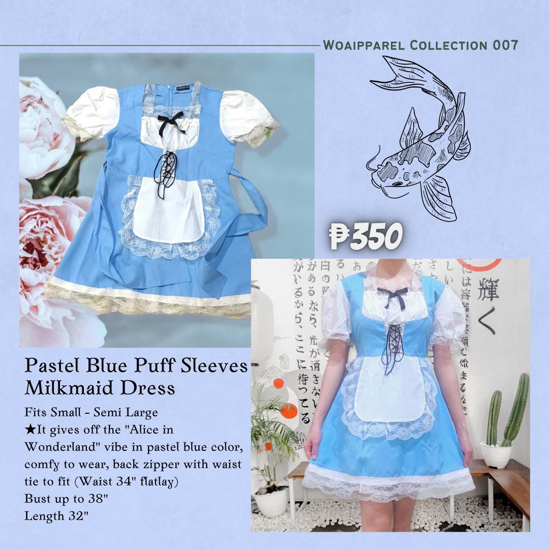 Pastel Blue Puffsleeves Milkmaid Dress Maid Alice in Wonderland vibes ...