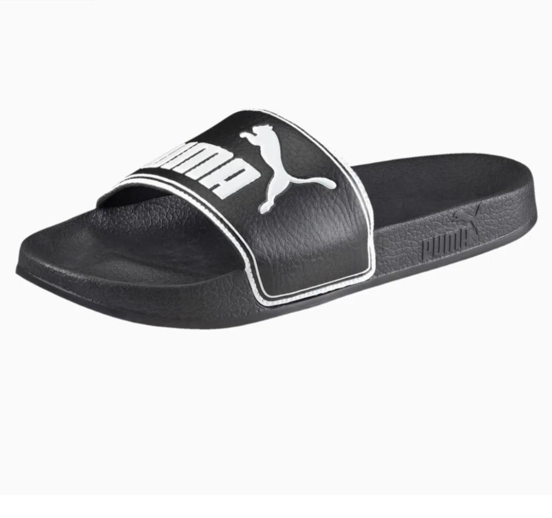 Puma Lead Cat Sliders Black White, Men's Fashion, Footwear, Flipflops ...